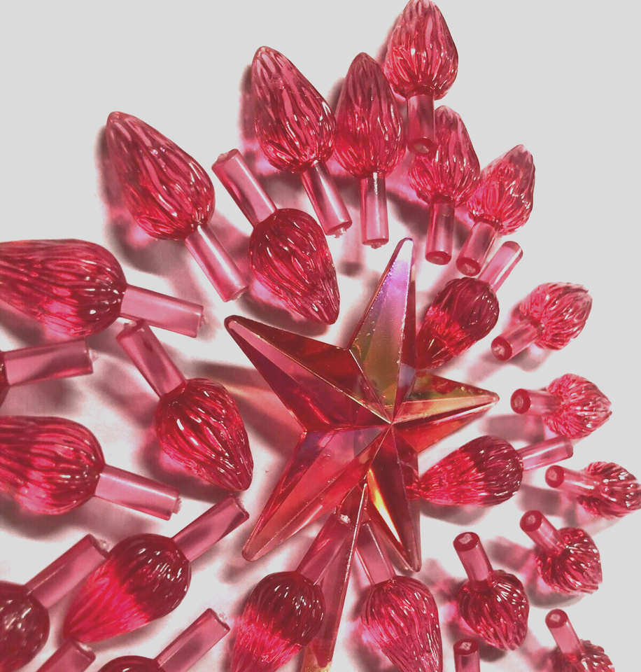 25 EXTRA LARGE TWIST BULBS PINK AURORA STAR Lights Ceramic Christmas ...