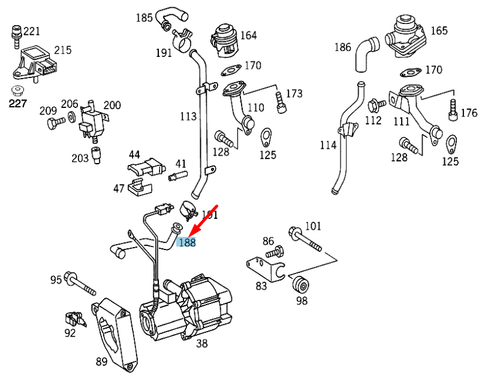 MERCEDES-BENZ E W210 Shut-Off Valve To Air Pump Hose A1041412383 NEW ...