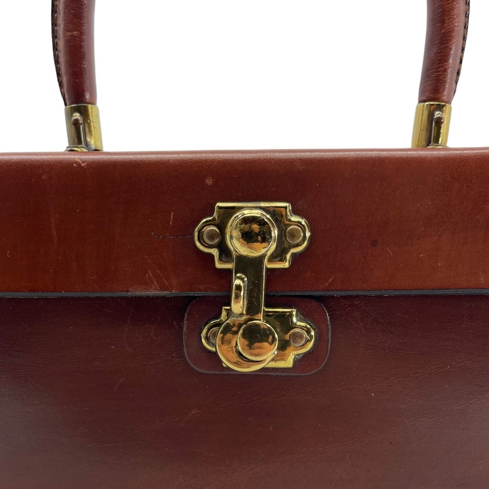 Vintage 40s 50s ETIENNE AIGNER Handmade Leather Box Bag Satchel Top ...