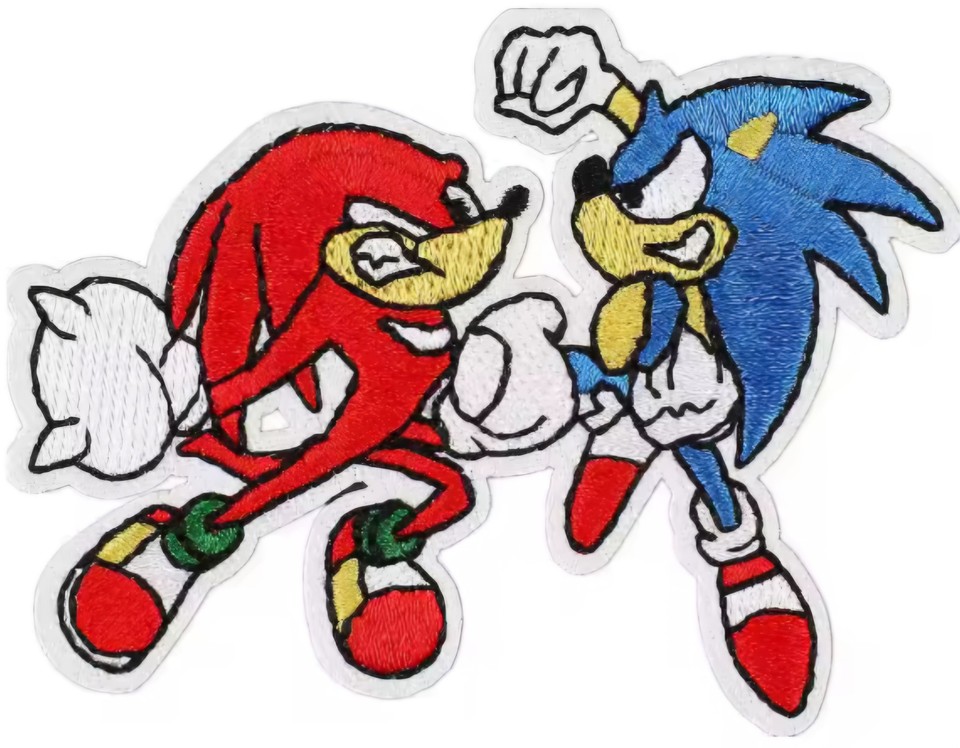 Knuckles and Sonic from Sonic the Hedgehog fighting embroidered Iron on ...