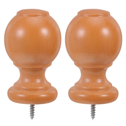 2pcs Wooden Curtain Rod Finials - Window Drapery Rod End - Window ...