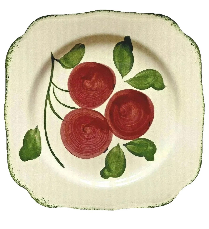 Vintage Blue Ridge pottery square plate Apple Trio mid century fruit ...