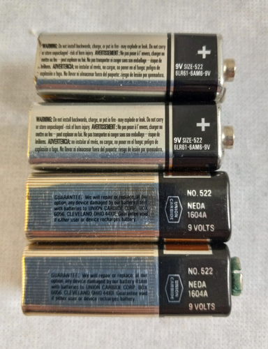 Lot of 4 Old ENERGIZER 9 Volt BATTERIES All DEAD | eBay