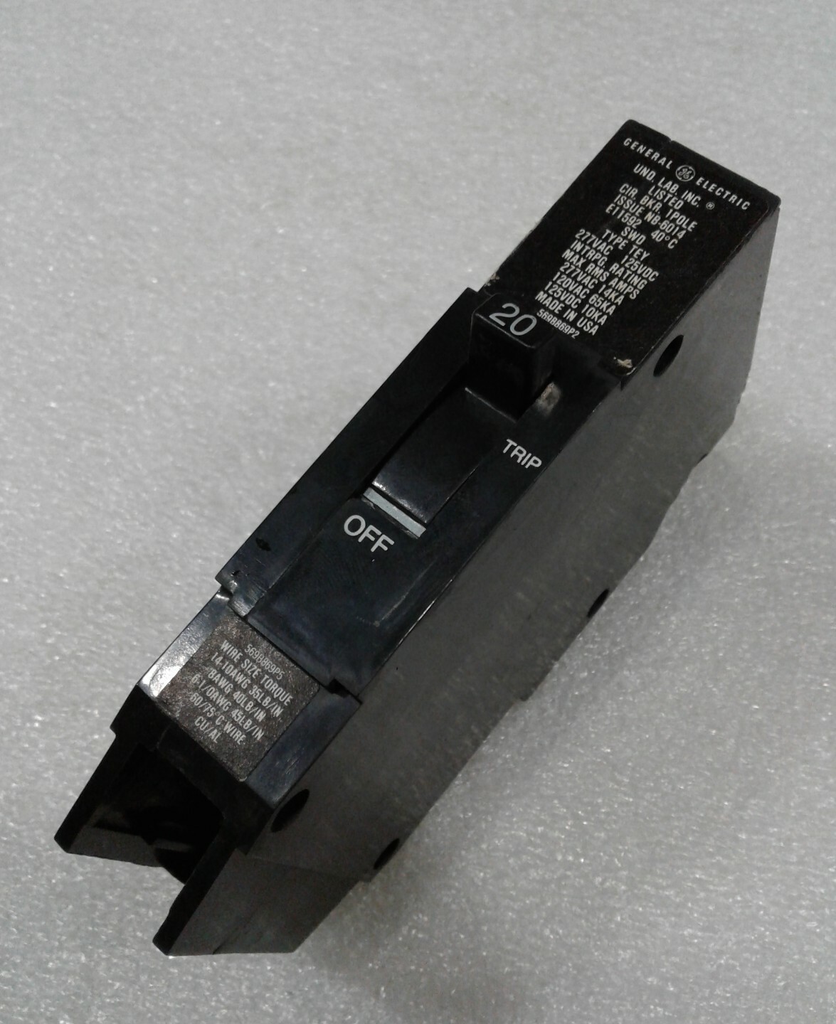 TEY120 GE 1 POLE 20 AMP 277V (2 YEAR WARRANTY) | eBay