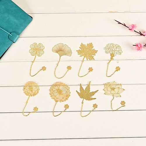 Golden Hollow Bookmark Leaf Bookmark Book Marker Metal Bookmarks with ...