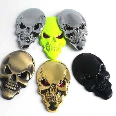 Choose Finish SKULL 3D Metal Sticker Decal Emblem 2" x 1-1/4" Car Truck ...