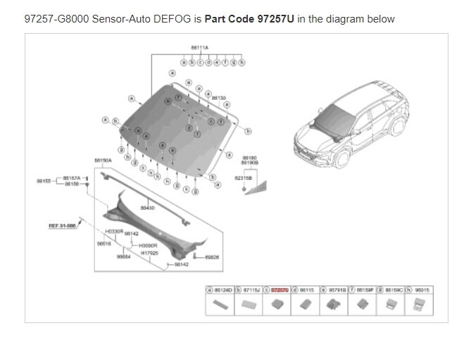 OEM 97257-G8000 Auto Defog Sensor ADS Ems/Usps for Hyundai Nexo 2019 ...