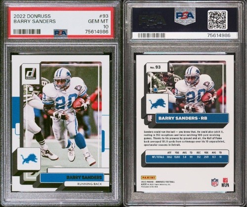 2022 Panini Donruss #93 Barry Sanders Detroit Lions GEM MINT PSA 10 | eBay