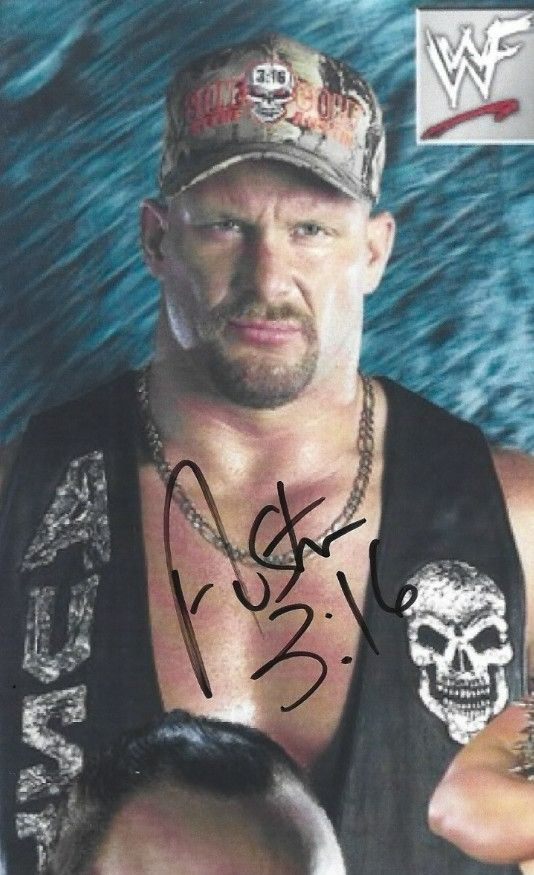 Steve Austin, Undertaker, The Rock, Chyna, Triple H Signed 8.5x11 ...