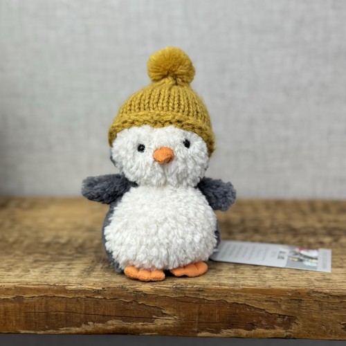 Jellycat Wee Penguin In Ochre Bobble Hat - Mini Penguin Plush Winter ...