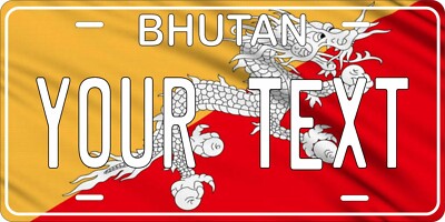 Bhutan Flag Wave License Plate Personalized Custom Auto Bike Motorcycle ...