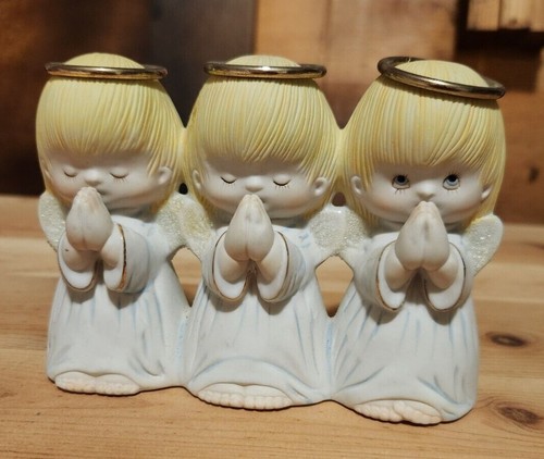 Christmas Decor - 3 Praying Angels Figurine Porcelain Hand Painted 4 ...