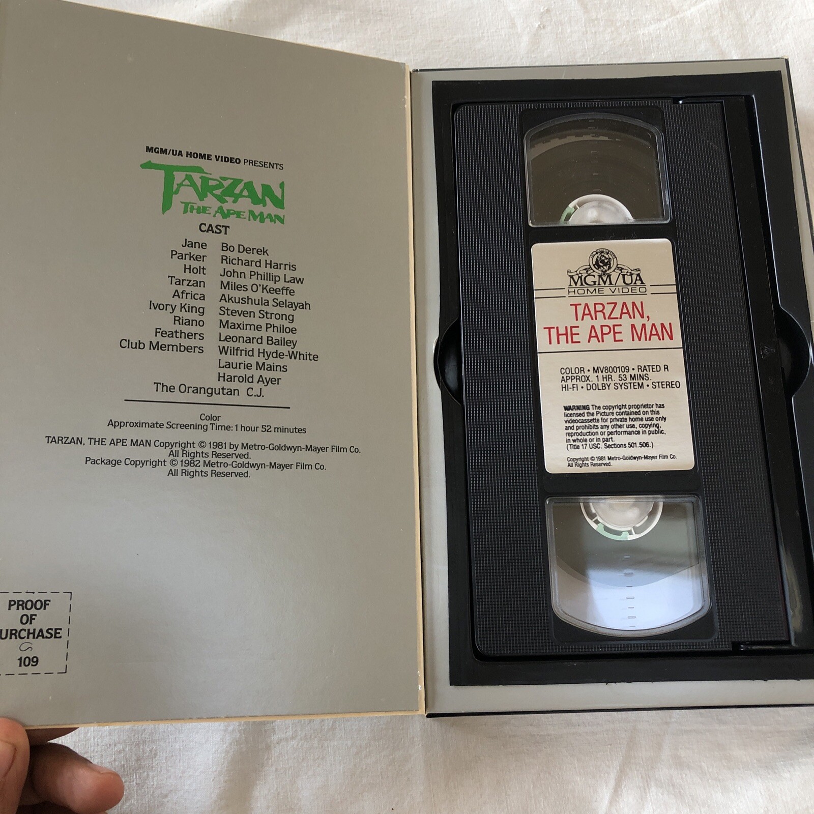 TARZAN THE APE MAN (Big Box Ex-Rental MGM VHS Hi Fi Video) - BO DEREK ...