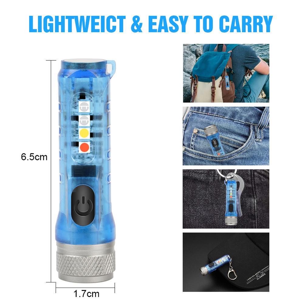 Mini Keychain Torch w/ Buckle USB Rechargeable Emergency Flashlight ...