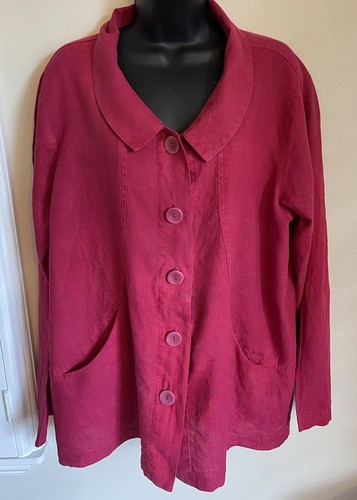 FLAX Linen Shirt Jacket Raspberry M | eBay