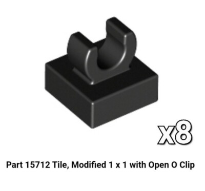 NEW LEGO Parts 15712 BLACK Tile, Modified 1 x 1 with Open O Clip - Lot ...