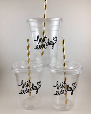 Best Day Ever Party Cups Birthday Set of 12 With Lids Wedding ...