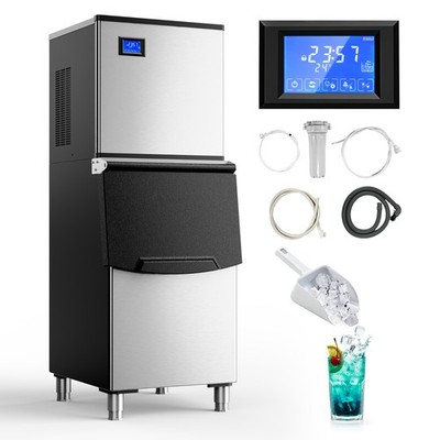 550 lb. / 24H Commercial Ice Machine Full Size Cubes in Silver ...