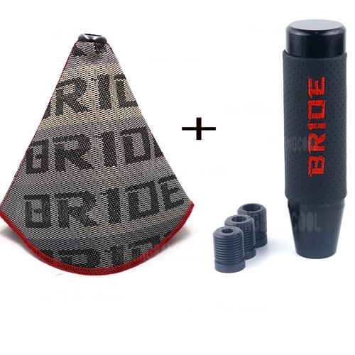 Black 13CM Bride Aluminum+Leather Gear Shift Knob+Gradation Bride Shift ...