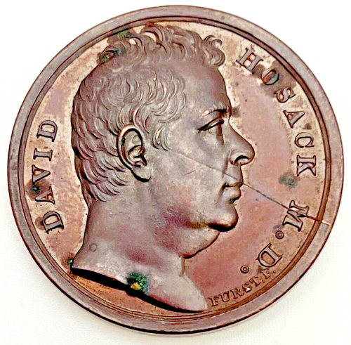 c. 1830 Dr. David Hosack Medal Bronze US Mint Large Die Crack UNC J-PE ...