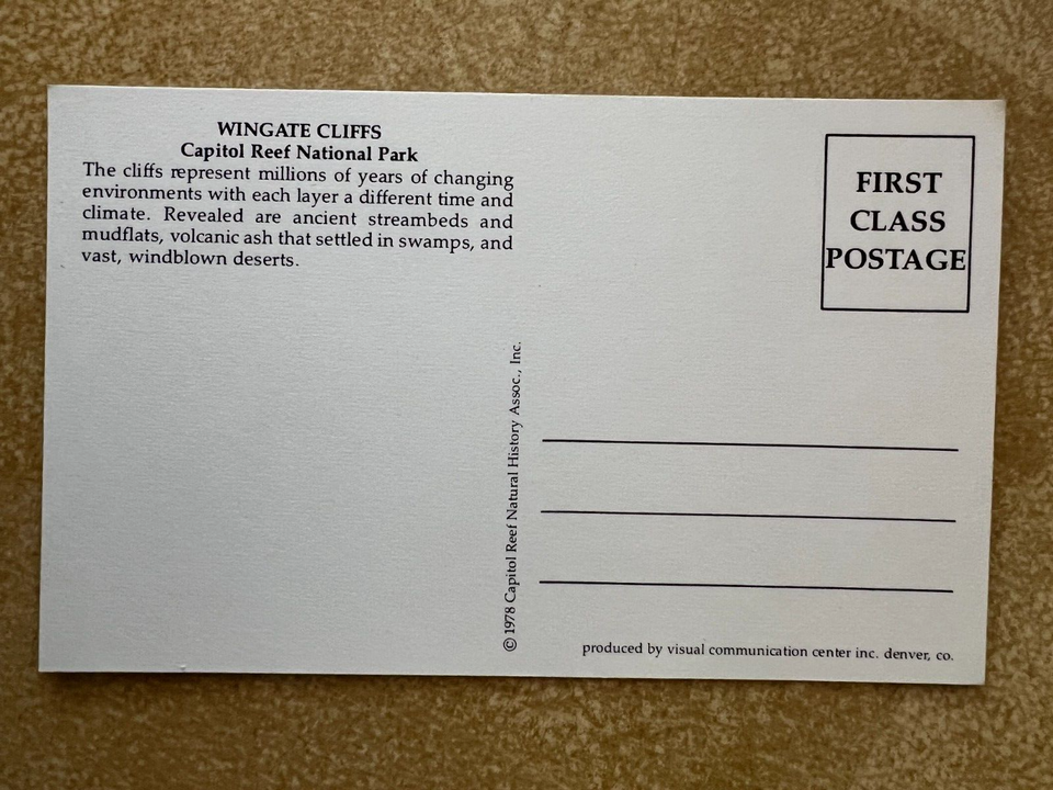 Postcard ~ 3522 ~ Wingate Cliffs ~ Capitol Reef National Park ~ Utah ...