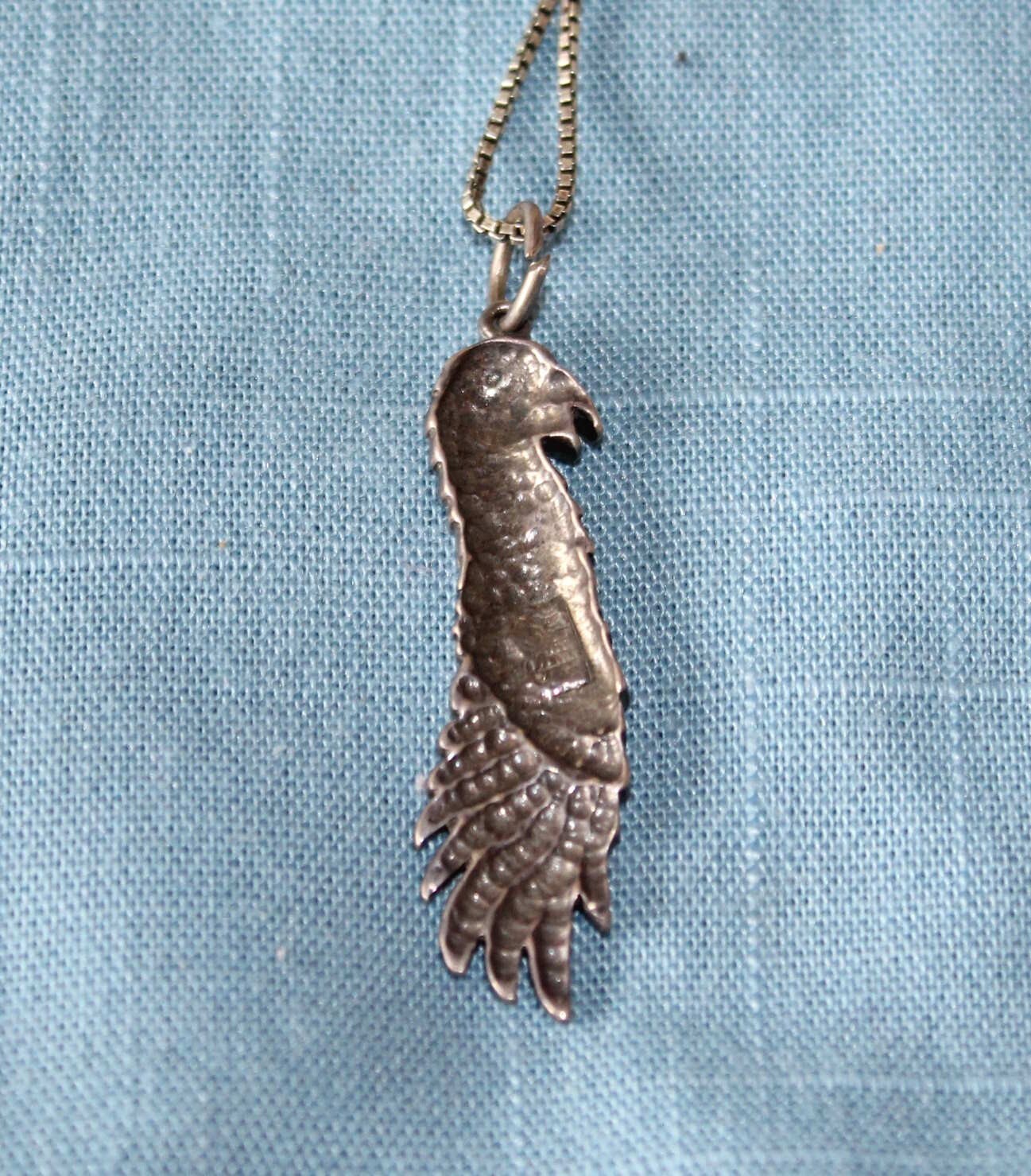 925 Chain Necklace with Sterling Eagle Side Head Feathers Pendant ...