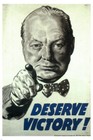 Deserve victory VINTAGE WAR POSTER Winston CHURCHILL UK 1945 20x30 rare ...