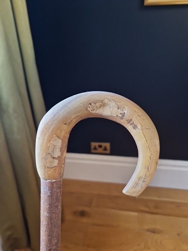 Antique Horn Handled Shepherds Crook Walking Stick Cane Wooden ...