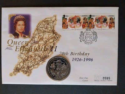 ISLE OF MAN 1996 ''Queen Elizabeth II 70th Birthday'' 1 Crown Coin ...