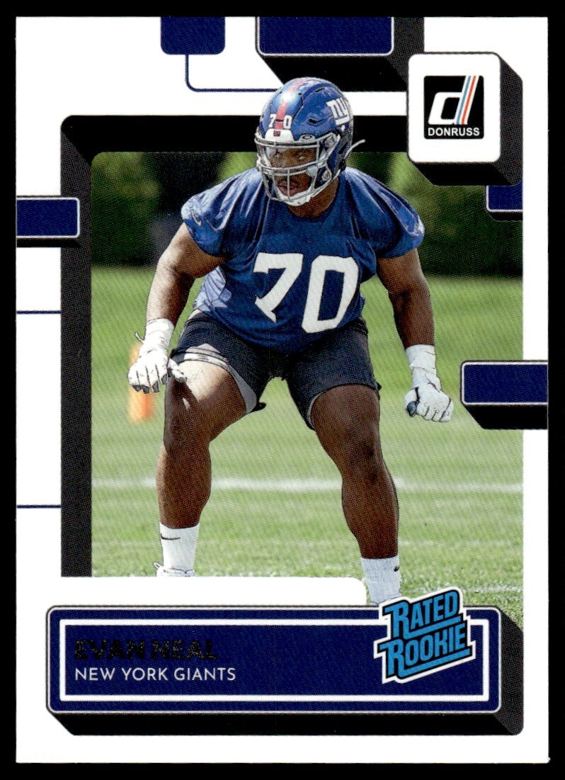 2022 Donruss Rated Rookies Football Card Evan Neal Rookie New York ...
