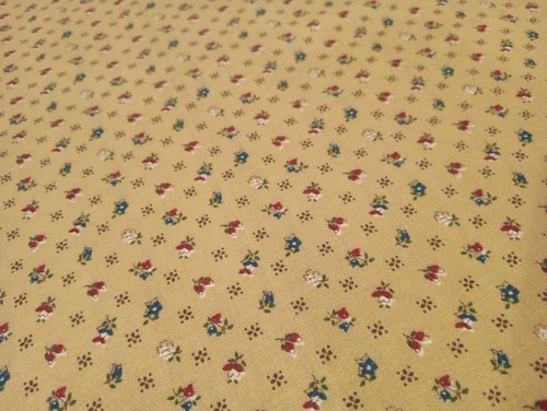 BTHY Half Yard Vintage Calico Fabric Antique Beige Small Flowers Cotton ...