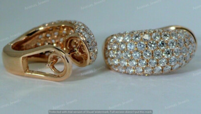 2.50Ct Moissanite Cluster Omega Back Wedding Huggie Earrings14k Rose ...