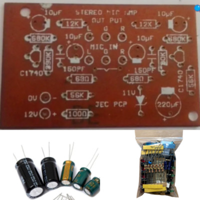 Stereo MIC Preamp Amplifier (12V) C1740 Transistor DIY PCB Kit student ...