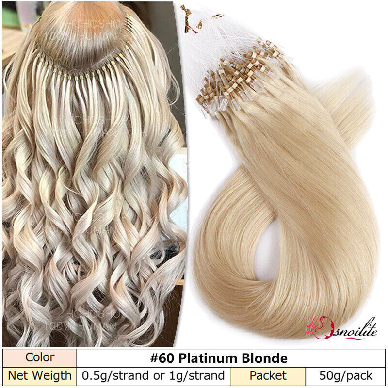Micro Ring Loop Hair Extensions Micro Beads 100% Real Human Hair Link ...