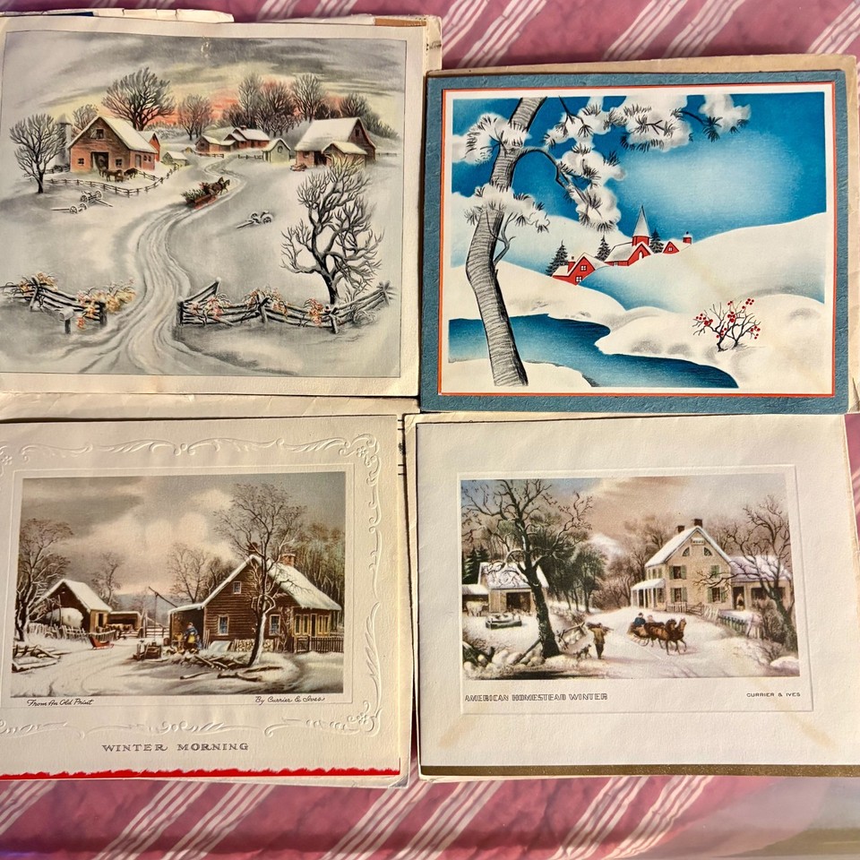 vintage 1944 LOT of 44 CHRISTMAS greeting CARDS used Envelopes ...