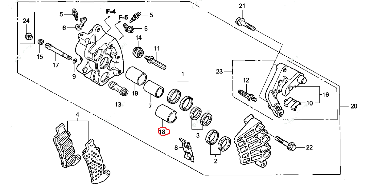 Honda CB, CBF, CBR, FES, GL, SH, XL Bremskolben 25 X 35 vorne 45217-MAJ ...