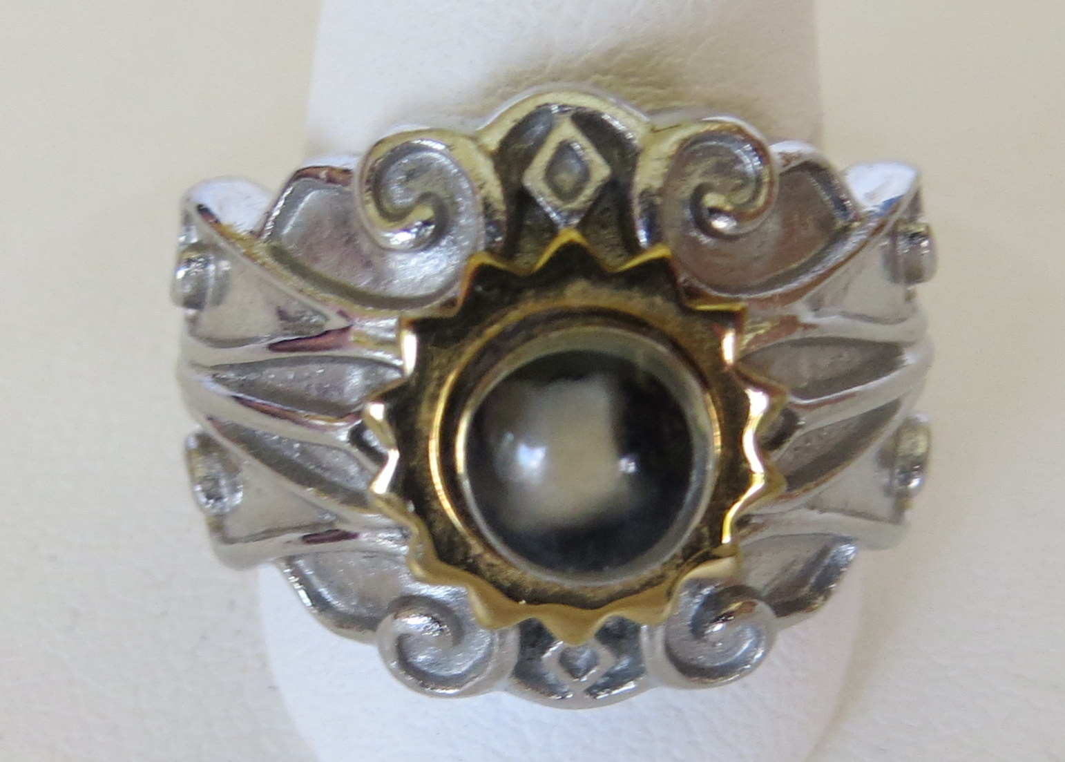 Stainless Steel and Gold Tone Nativity Stone Ring Michael Anthony | eBay