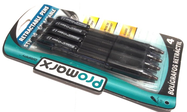 2 Packs 8 Pens Promarx GRIPPY Comfort Grip Retractable Ball Point Black ...