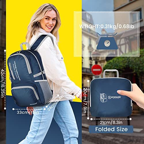 Lightweight Packable Backpack - 35L Light Foldable Hiking Small Navy ...