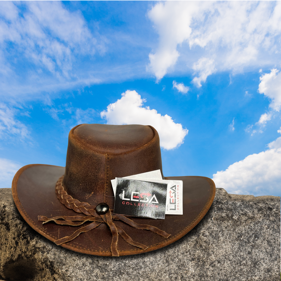 Vintage Gunner Leather Cowboy Hat - Stylish Braided Band Cowgirl Hat | eBay
