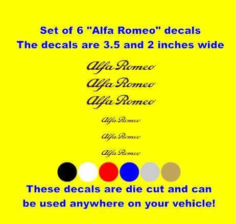 Alfa Romeo Decal Sticker Vinyl Caliper Brake Heat Resistant Many Colors ...