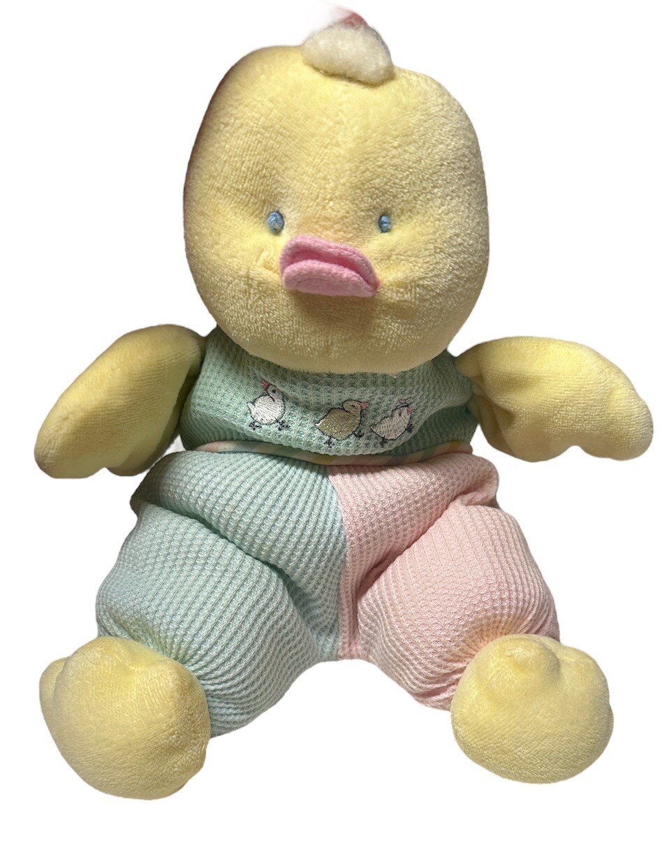 VINTAGE PLUSH EDEN BABY CHICK DUCK THERMAL WEAVE PASTEL STUFFED ANIMAL ...