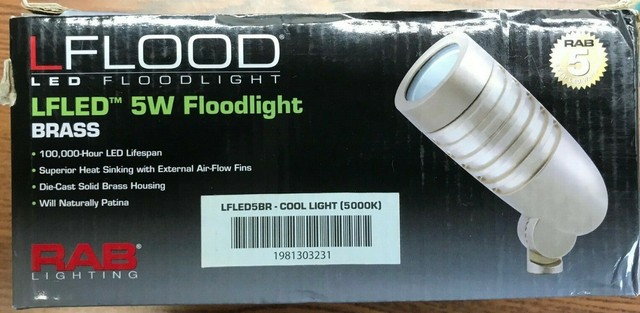 Rab Lighting LFLED5BR LFLOOD 5w Cool LED Landscape Flood LFLED Brass ...