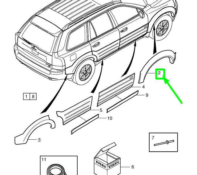 Volvo OEM 07-14 Xc90-front Fender Flare Wheel Well Arch Molding Left ...