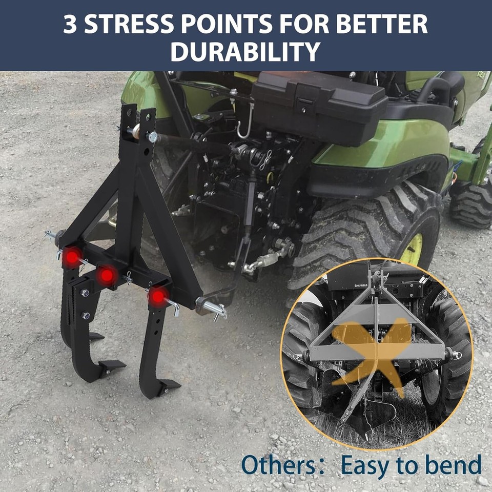 Heavy-Duty 3-Point Middle Buster Plow Adjustable Depth with 3 ...