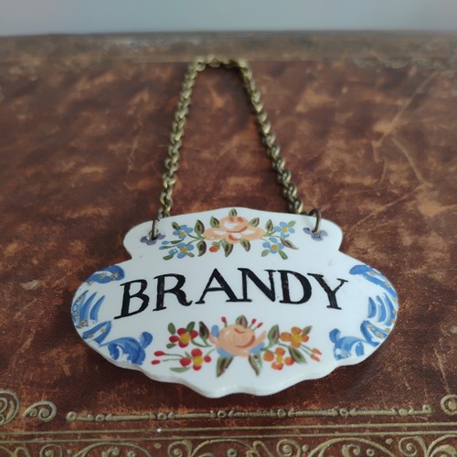 Vintage Hand Painted Port Decanter Label Bakelite Gold Chain Bottle ...