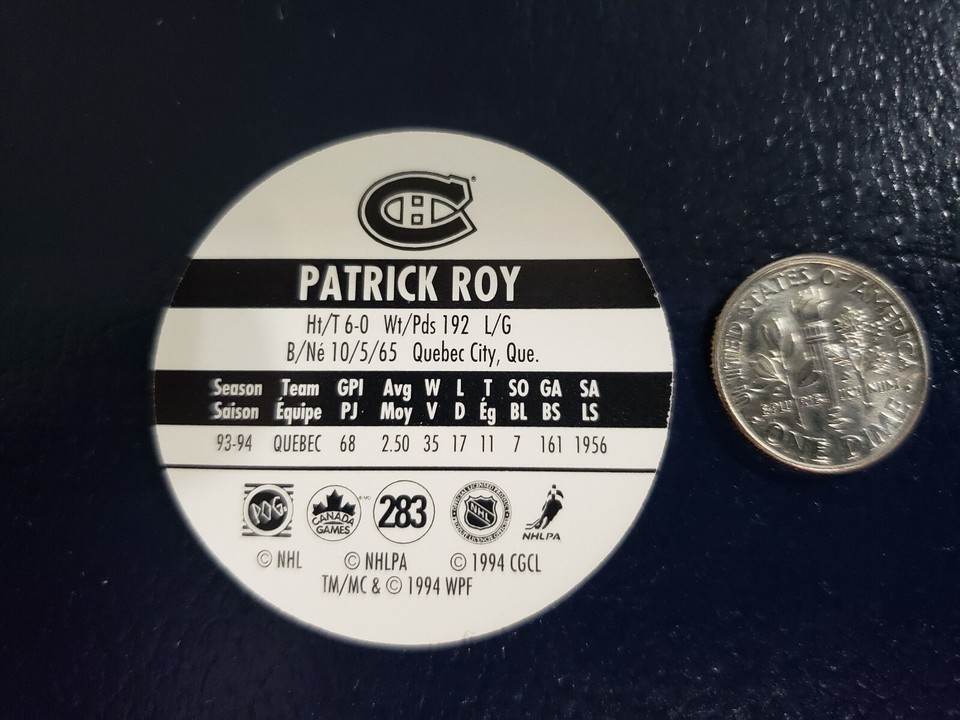 Patrick Roy Montreal Canadiens 1994-95 World POG Federation Canada ...