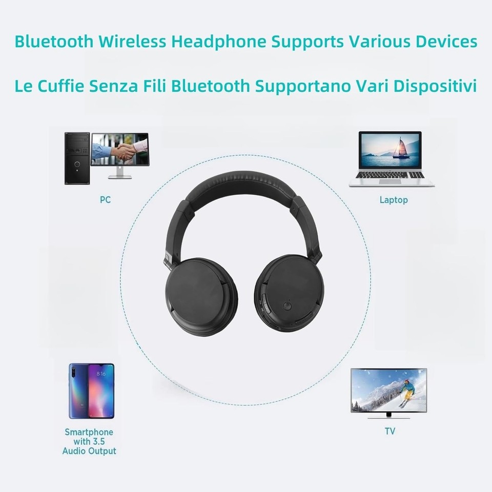 Wireless Bluetooth TV Headset, Deep Bass Bluetooth Headphones over Ear ...
