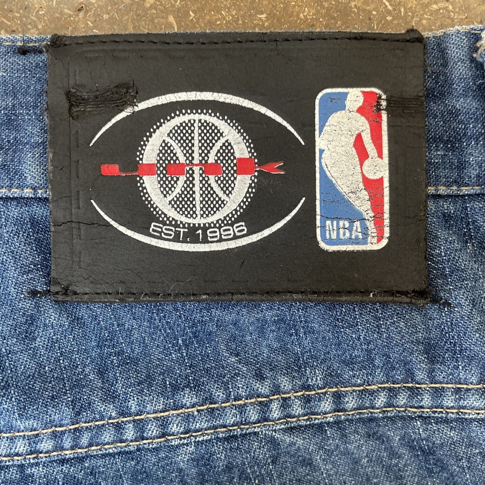 Vintage NBA Unk Denim Shorts Embroidered Patch Jean Shorts Sz 40 16 ...