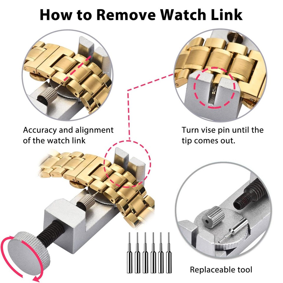 Adjustment Watch Band Strap Bracelet Link Pin Remover Repair Resizing ...
